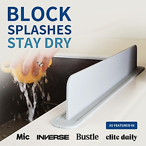 BLUE GINKGO Sink Splash Guard - (Upgraded Design) Premium Silicone Water Splash Guard for Sink | Kitchen Island Sink Backsplash Guard (18.9 x 2.9 Inch) - Gray