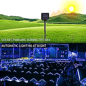 Oluote Solar String Lights Outdoor Rope Lights, 33ft 100 LEDs Waterproof Tube Lights with Solar Panel for Outdoor Home Garden Parties Independence Day Decor (Blue, 33FT)