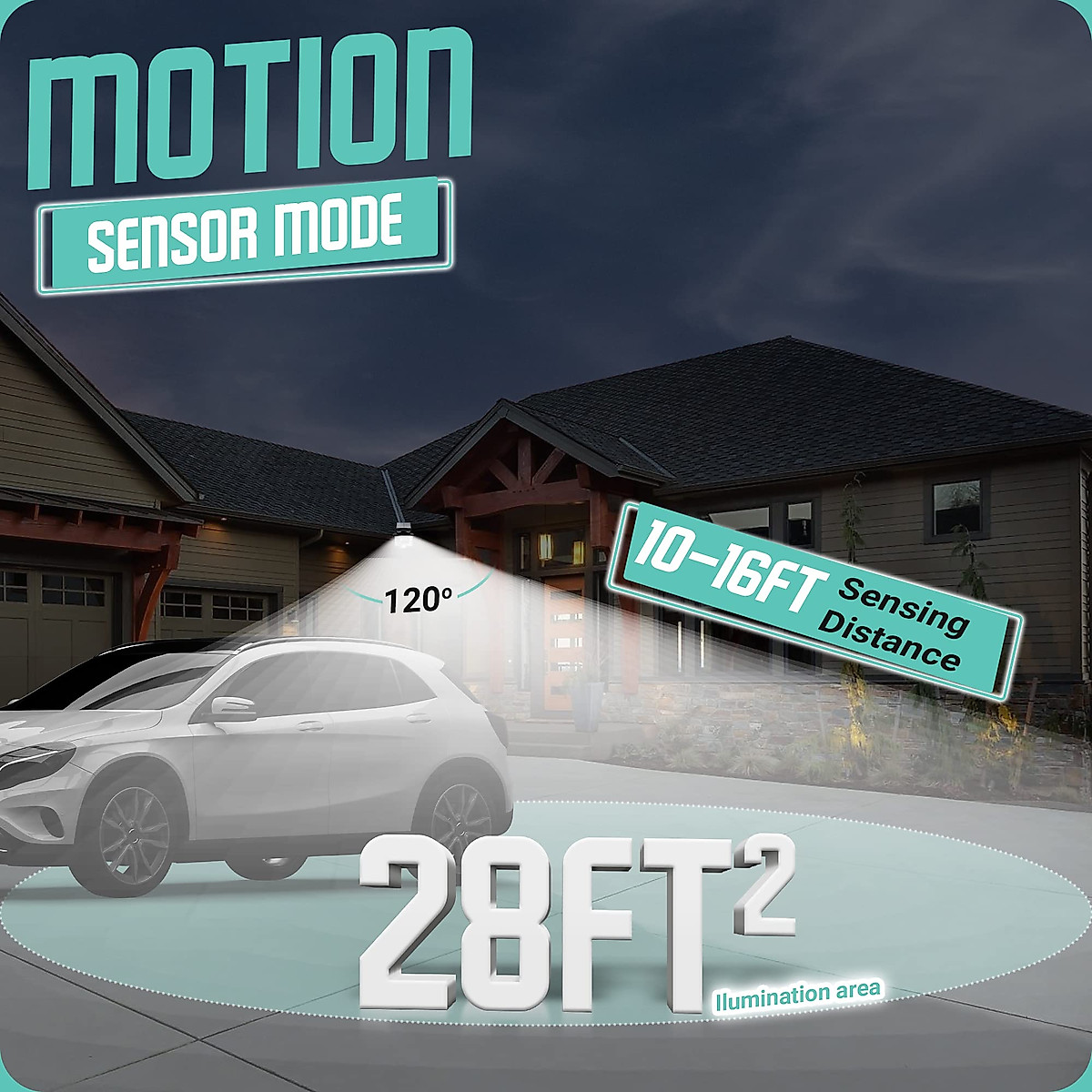 ZIVASA 2023 Upgraded Solar Outdoor Motion Sensor Lights, 360° Rotating LED Security Flood Lights Dusk to Dawn, IP65 Waterproof Solar Powered Wall Lights for Outside Porch Yard Garage