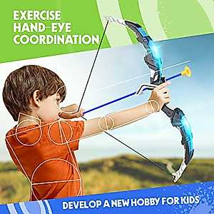 BELLOCHIDDO 2 Set Bow and Arrow for Kids 8-12 - LED Light Up Kids Archery Set with 2 Bow 16 Suction Cup Arrows, 2 Target & 2 Quiver, Indoor & Outdoor Play Toys for 4-7 8-12 Year Old Boys