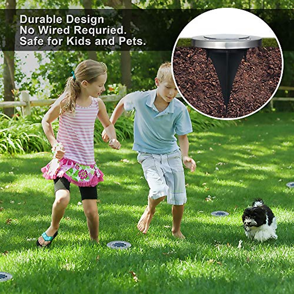 SOLPEX Solar Ground Lights, 8 LED Solar Powered Disk Lights Outdoor Waterproof Landscape Lawn Lighting for Garden Yard Deck Walkway Patio Pathway (8, Warm White)