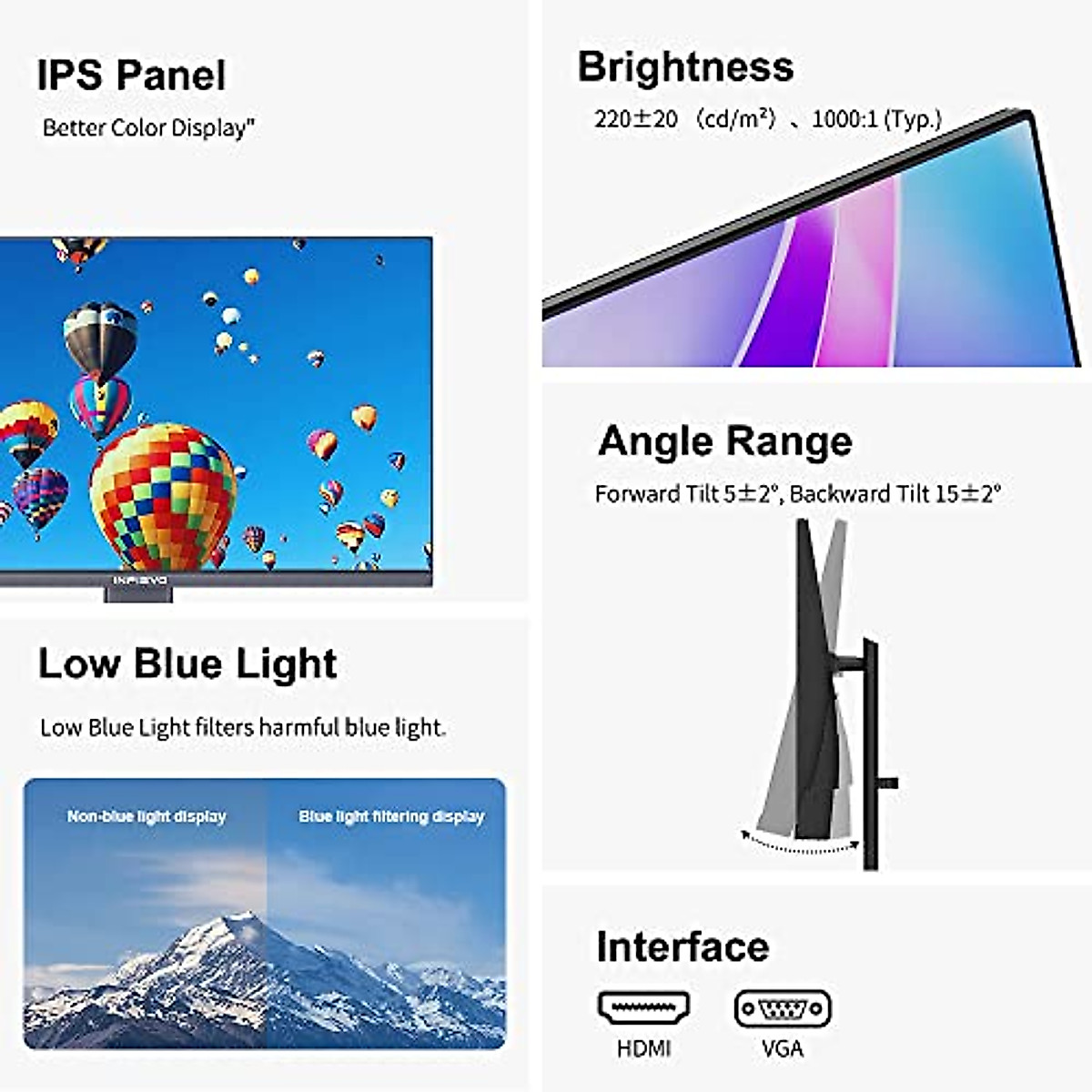 INFIEVO Computer Monitor 27 Inch Full HD 1080p IPS Display 75Hz with HDMI, VGA, Frameless, VESA Mountable, Ergonomic Tilt, Built-in Speakers, Ultra-Thin Eye Care PC Monitor