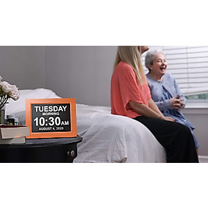 【New 2024】American Lifetime Dementia Clock Large Digital Clock for Seniors, Digital Clock Large Display with custom Alarms Clock with Day & Date for Elderly Large Number Digital Clock Brown Wood Color