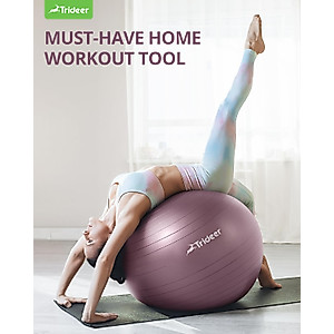 Trideer Yoga Ball - Exercise Ball for Workout pilates Stability - Anti-Burst and Slip Resistant for physical therapy, Birthing, Stretching & Core Workout, Office Ball Chair, Flexible Seating, Home Gym