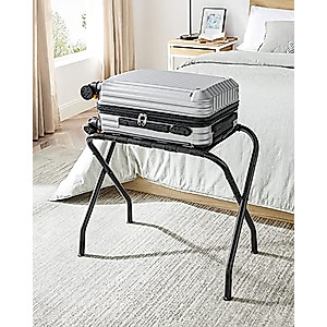 SONGMICS Luggage Rack, Pack of 2, Luggage Racks for Guest Room, Suitcase Stand, Steel Frame, Foldable, for Bedroom, Black URLR64B-2