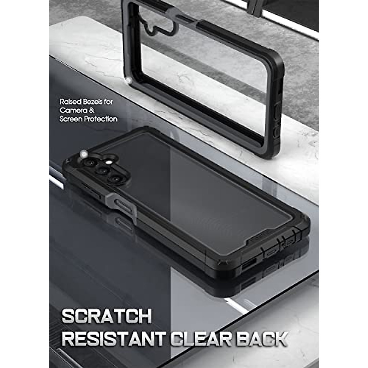 Poetic Guardian Case Compatible with Galaxy A14 5G [20FT Mil-Grade Drop Tested], Full-Body Hybrid Shockproof Protective Rugged Clear Cover Case with Built-in Screen Protector, Black/Clear