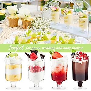 Kucoele 40 Pack 3 OZ Mini Dessert Cups with Spoons, Reusable Plastic Wine Cups Small Clear Party Serving Cups for Parfait Appetizer Pudding MousseTasting