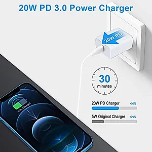 USB C Charger Block,20W PD 3.0 Fast Charger Block USB C Box Plug Brick Cube for iPhone 14/13 Mini/Pro Max,12,SE,11,Samsung Galaxy A53 5G,A52,A42,A32,A13,A12,A03S,S22 Ultra,S23,S22, S21 FE 5G,S20 S10