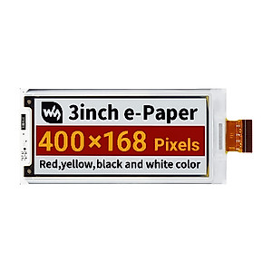 waveshare 3inch E-Paper (G) Raw Display Compatible with Raspberry Pi 4B/3B+/3B/2B/B+/A+/Zero/Zero W/WH/Zero 2W 400×168 Resolution SPI Interface Supports Jetson Nano
