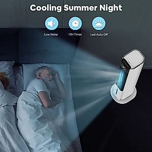 Evaporative Air Cooler, 70° Oscillating Cooling Fan for Room, LifePlus 42-Inch Bladeless Air Cooler with 1.32 Gal Water Tank, 4 Ice Packs, 12H Timer