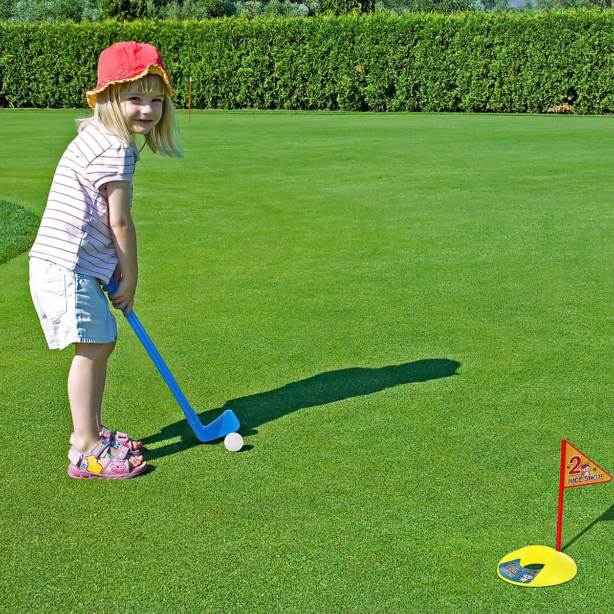 Golf Set with Practice Holes, Golf Sticks Balls Golf Ball Game Play Set Golf Set Outdoor Sports for Boys Girls, Plastic Golf Cubs