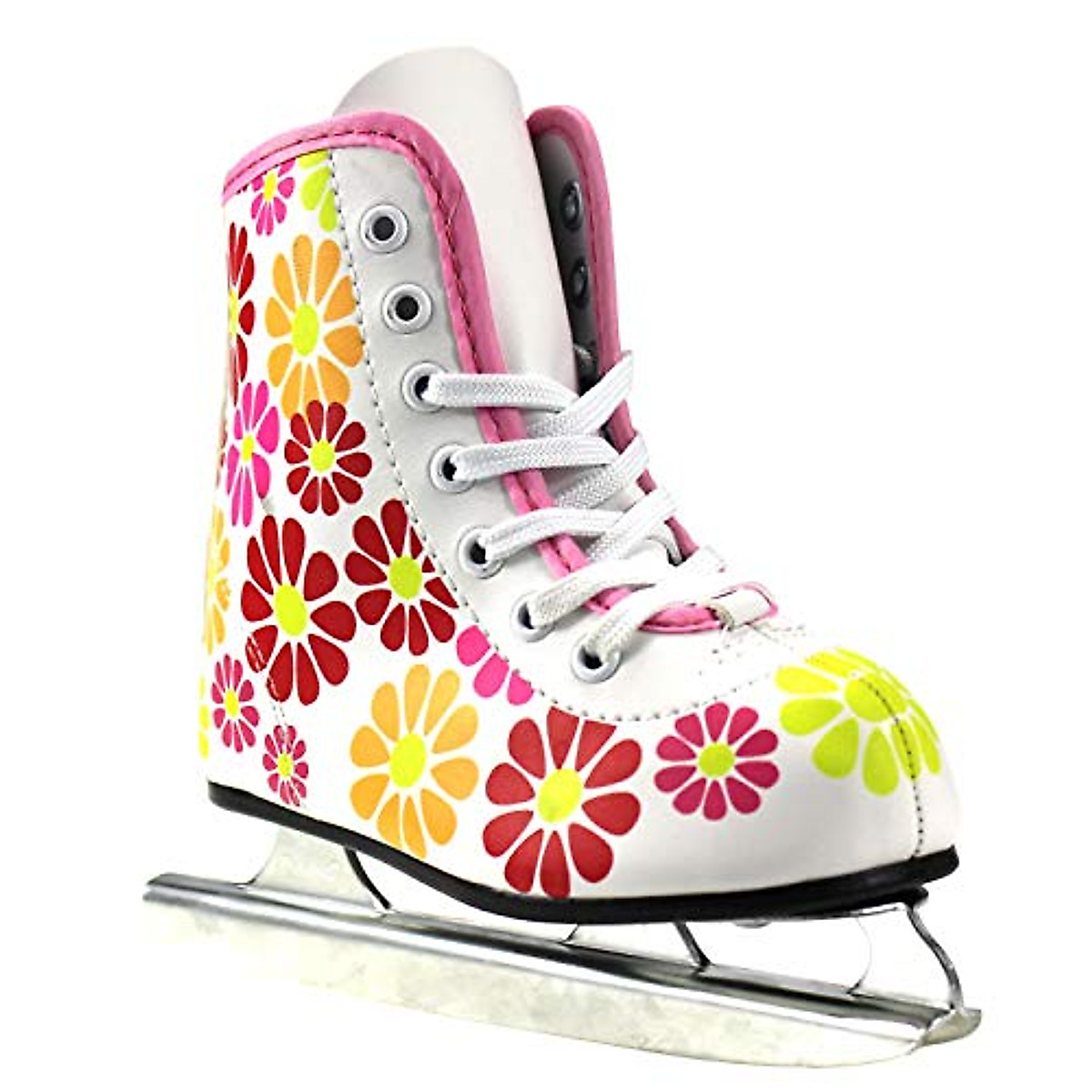 American Athletic Shoe Girl's Little Rocket Double Runner Ice Skate, White, 8