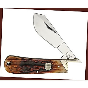 Rough Rider Folding Pocket Knife Cotton Sampler Brown Stag Bone Razor Sharp Carbon Sharp Blade RR1727