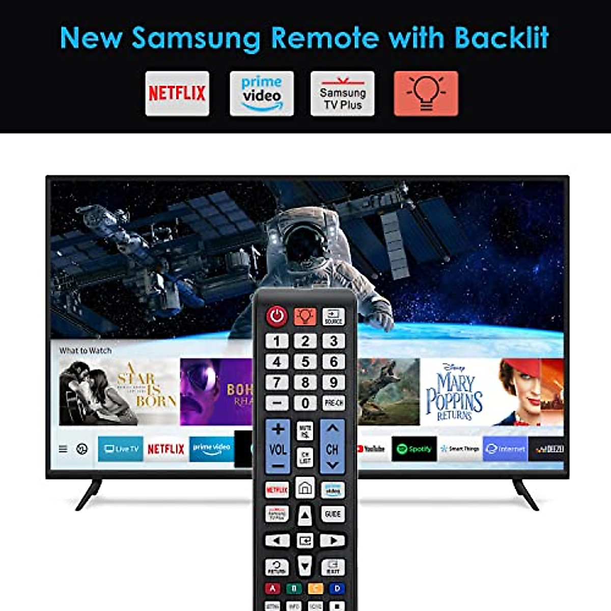 (BN59-01315J) Universal Remote Control with Backlit for Samsung TV Remote Control Replacement All Samsung LCD LED HDTV 3D Smart TVs Models