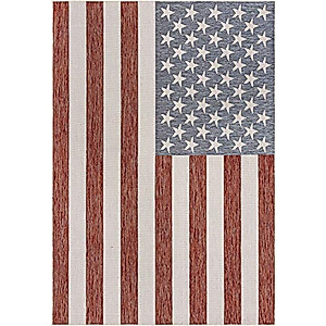 Jill Zarin Outdoor Collection Area Rug (7' 1' x 10' Rectangle, Red/ Blue)