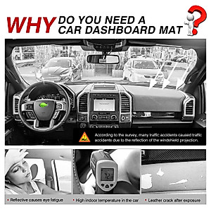 Cartist Dashboard Cover Mat for 2015-2018 2019 2020 Ford F-150 F150 Accessories Dash Cover Flannel Dash Mat Sunshade Glare UV Rays Protector(Without HUD)