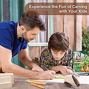 Wood Whittling Kit for Beginners Kids and Adults,Wood Carving kit Set With 8PCS Basswood Carving Blocks,Wood Carving Tools Gift include 6PCS Whittling Knife,Gloves,Roll Bag,Sharpener for Widdling Kit