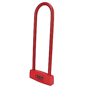 Red Bike Combination U Lock, Anti Theft Long Shackle Resettable Padlock for Bicycle Electric Scooter Motorcycles