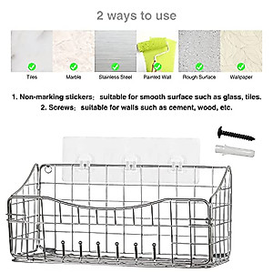 2 Pack Adhesives Shower Caddy No Drilling 304 Stainless Steel Foldable Wall Mount Shelf Basket With Removable Hooks for Hanging Sponge,Shower Organizer Bathroom Shelves