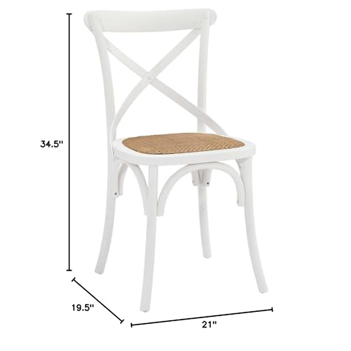Modway Gear Rustic Modern Farmhouse Elm Wood Rattan Four Dining Chairs in White