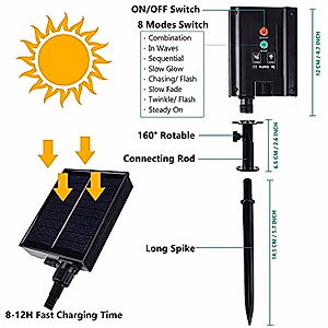 Twinkle Star Solar Halloween String Lights, 98FT 300 LED 8 Modes Solar Powered Starry Fairy Light Waterproof, Outdoor/Indoor Christmas Decor for Garden Yard Holiday Party Wedding, Green