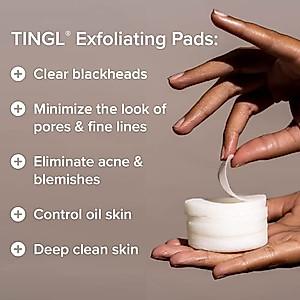 tingl Face and Body Exfoliator Pads - Anti Aging Acne Treatment with Glycolic Acid, Lactic Acid, and Salicylic Acid - Pore Minimizer, Oil Cleanser, Blackhead Remover and Skin Exfoliator in One