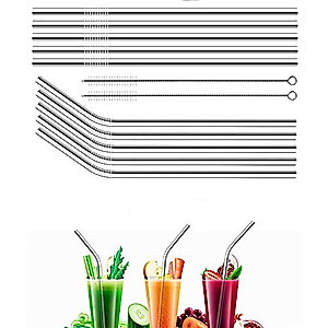 Sunwinc Reusable Metal Bent Straws 50pack in Bulk,10.5inch Stainless Steel Drinking Straws for 30oz/20oz Tumblers Yeti Cups Child Metal Straws(New All bent 50pcs -10.5" Silver)