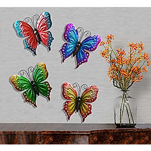 ShabbyDecor Metal Butterfly Wall Decoration Butterfly Outdoor Garden Decor Set of 4