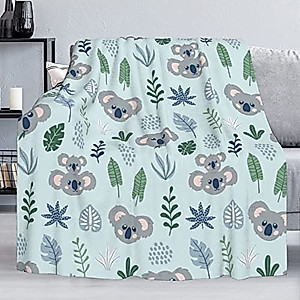 Delerain Cute Koalas Soft Throw Blanket 40"x50" Lightweight Flannel Fleece Blanket for Couch Bed Sofa Travelling Camping for Kids Adults