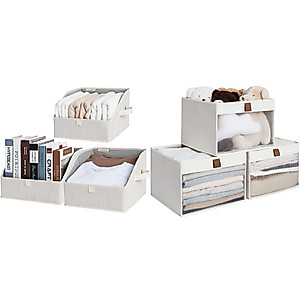 StorageWorks 3-Pack Foldable Trapezoid Storage Bins with 3-Pack Closet Storage Bins