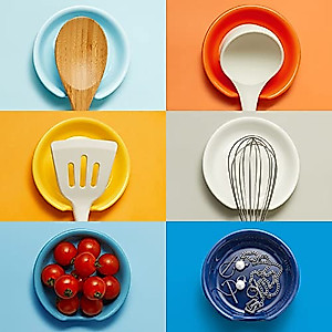 6 Packs Ceramic Spoon Rest, MFacoy Large Spoon Rest for Stove Top, Spoon Holder for Kitchen Counter, Heat-Resistant Cooking Utensil Rest, Coffee Spoon Rest for Ladle, Spatula, Dishwasher Safe