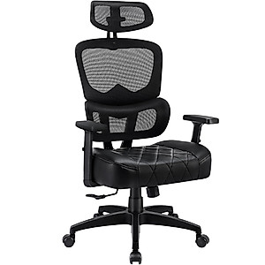 VECELO Swivel Ergonomic High Back Mesh Office Chair with Adjustable Headrest Armrest, Backrest Tilt Function, Lumbar Support for Executive/Computer Desk/Task Work