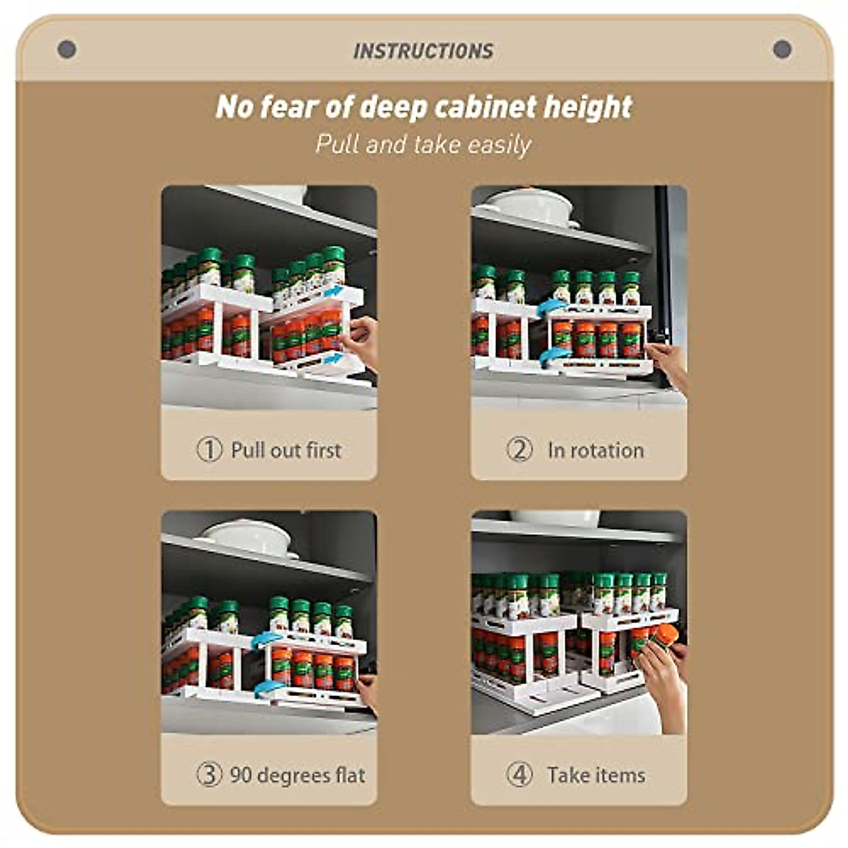 MDHAND Rotating Spice Rack Organizer, Multi-function Spice Rack Organizer For Cabinet, Kitchen Double Layer Rotating Spice Rack Organizer Cabinet/Pantry Wall/Countertop