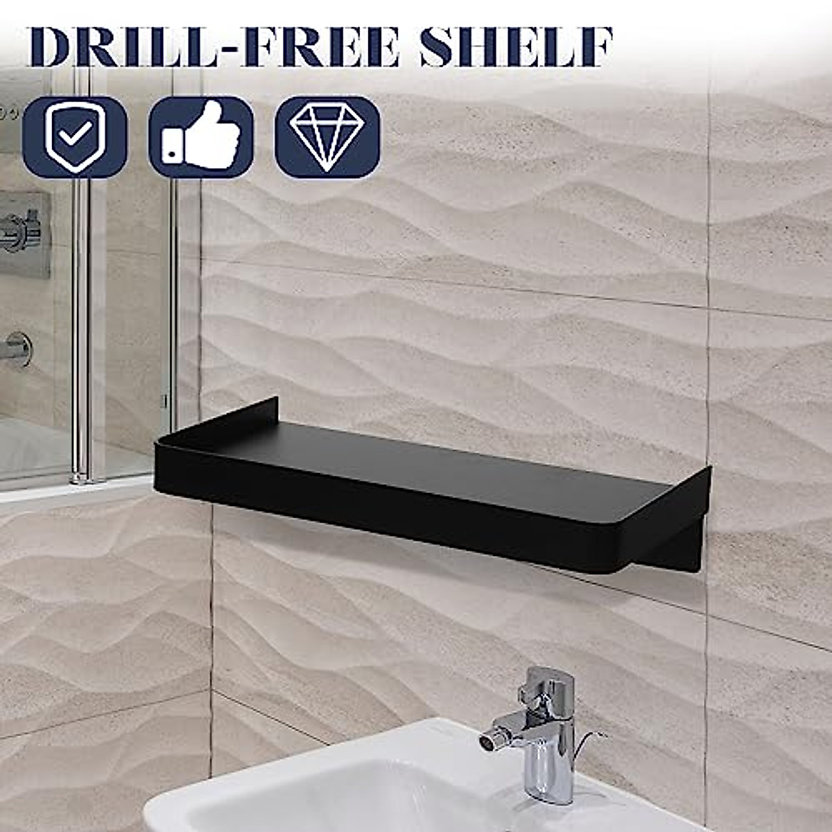 Cabilock Mobile Holder Stainless Steel Bathroom Shelf Stick-on Wall Shelf Small Wall Mounted Adhesive Shelf Phone Holder Shelf Small Wall Shelf Electronic Wipes