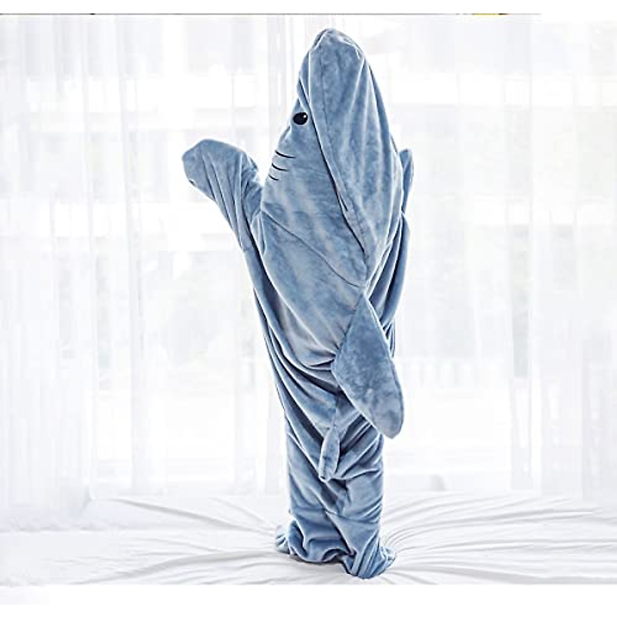 WONASH Shark Blanket,Shark Blanket Adult,Shark Blanket Hoodie,Shark Blanket Onesie,Wearable Shark Blanket for Men Women Teens,S(39.4in*15.7in)