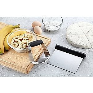 Spring Chef - Dough Blender and Pastry Cutter, Stainless Steel Nut, Pie, Pastry and Dough Cutter and Scraper, Multipurpose Baking Tools with Soft Grip Handles, Black