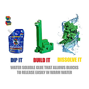 Le Glue Temporary Glue | Non-Permanent Clear Adhesive Glue for Plastic Building Blocks | No Messy Break-Ups | Non-Toxic Model Glue Formula | Seen on Shark Tank, Created for Kids, by a Kid