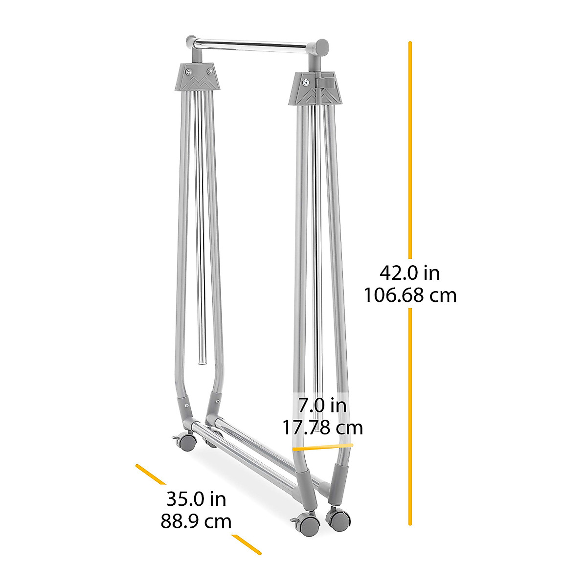Whitmor Foldable Garment Rack - Rolling Clothes Hanger - Adjustable Height