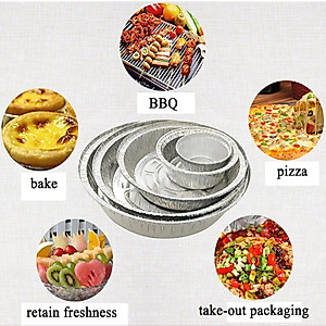 WHDepot 9'' Inch Round Tin Foil Pans Disposable Aluminum Pans with Clear Lids (30 Pack), Freezer & Oven Safe - For Baking, Cooking, Storage, Roasting, & Reheating, Recyclable, Pack of 30
