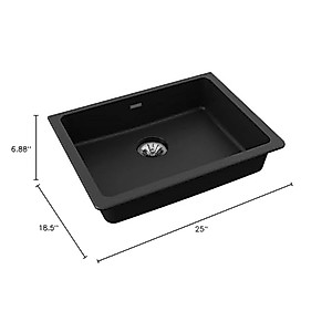 Elkay Quartz Classic ELGUAD2519PDBK0 Black Single Bowl Undermount ADA Sink with Perfect Drain