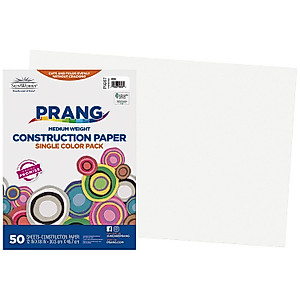 SunWorks 9207 Construction Paper, 58 lbs., 12 x 18, White, 50 Sheets/Pack
