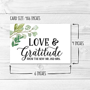 24 Greenery Wedding Thank You Cards With Envelopes Wedding Thank You From The New Mr And Mrs Cards - Mr And Mrs Thank You Cards Wedding With Envelopes, Bride Thank You Wedding Cards With Envelopes