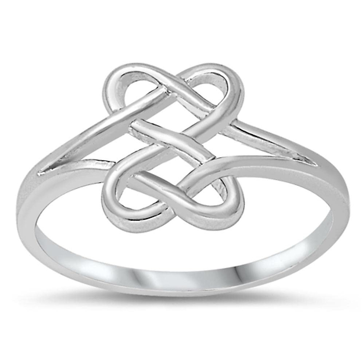 Sterling Silver Women's Infinity Hearts Love Ring Band 11mm Size 6