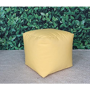 RULU Ottoman Outdoor/Indoor Sunbrella Bean Bag Pouf 19"x19"x18"H Buttercup