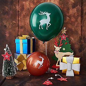 Elk Buck Deer Party Balloons Set, Includes 48 Pieces Woodland Latex Deer Balloon and 2 Rolls Black Band for Deer Party Favor Supplies Decoration Lumberjack Camo