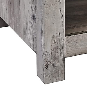 ROCKPOINT End Table with Industrial Style Drawer, Grey Wash
