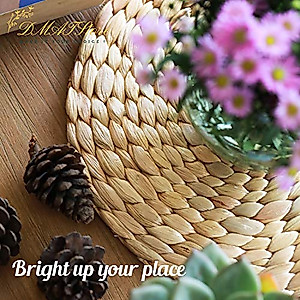 💖 Water Hyacinth Placemats - Round Woven Placemats - Trivets for Hot Dishes - Wicker Placemats - Heat Resistant Non-Slip Trivets for Table - Durable Trivets for Hot Dishes (Seagrass11.8-6pcs)