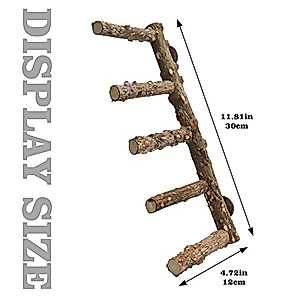 2 Pack Bird Ladder, Bird Perch Stand, Natural Prickly Ash Wood Bird Parrot Cage Accessories, Bird Standing Climbing Chewing Toys for Parakeet Cockatiel Rats Hamsters