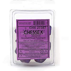 Chessex Borealis Royal PRPL/GLD Luminary 10 D10