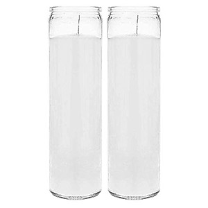 Brilux 2 Classic White Candles in Glass, 8-INCHES Tall